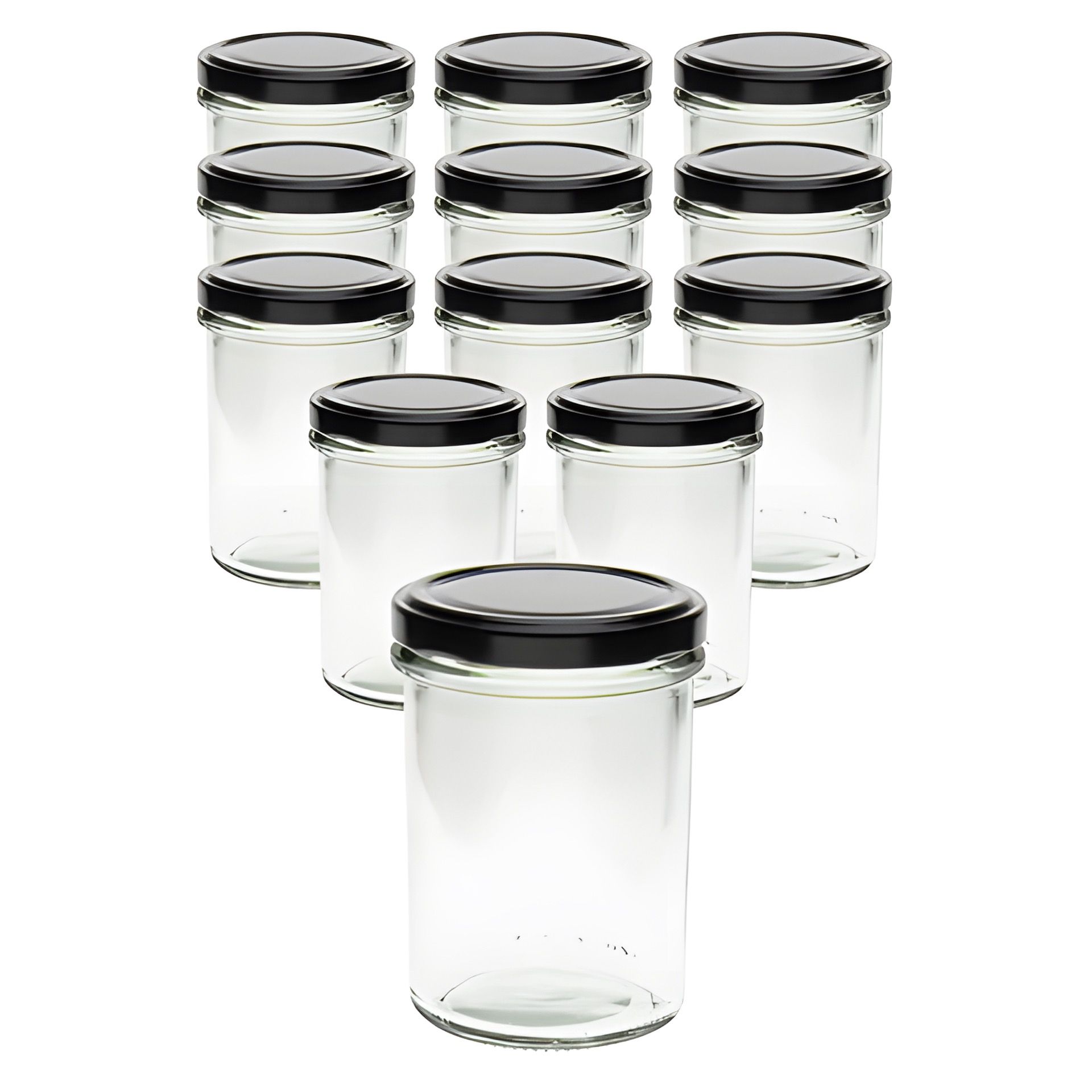 12er Set Sturzglas 230 ml hoch mit Deckel schwarz | Gläser & Flaschen