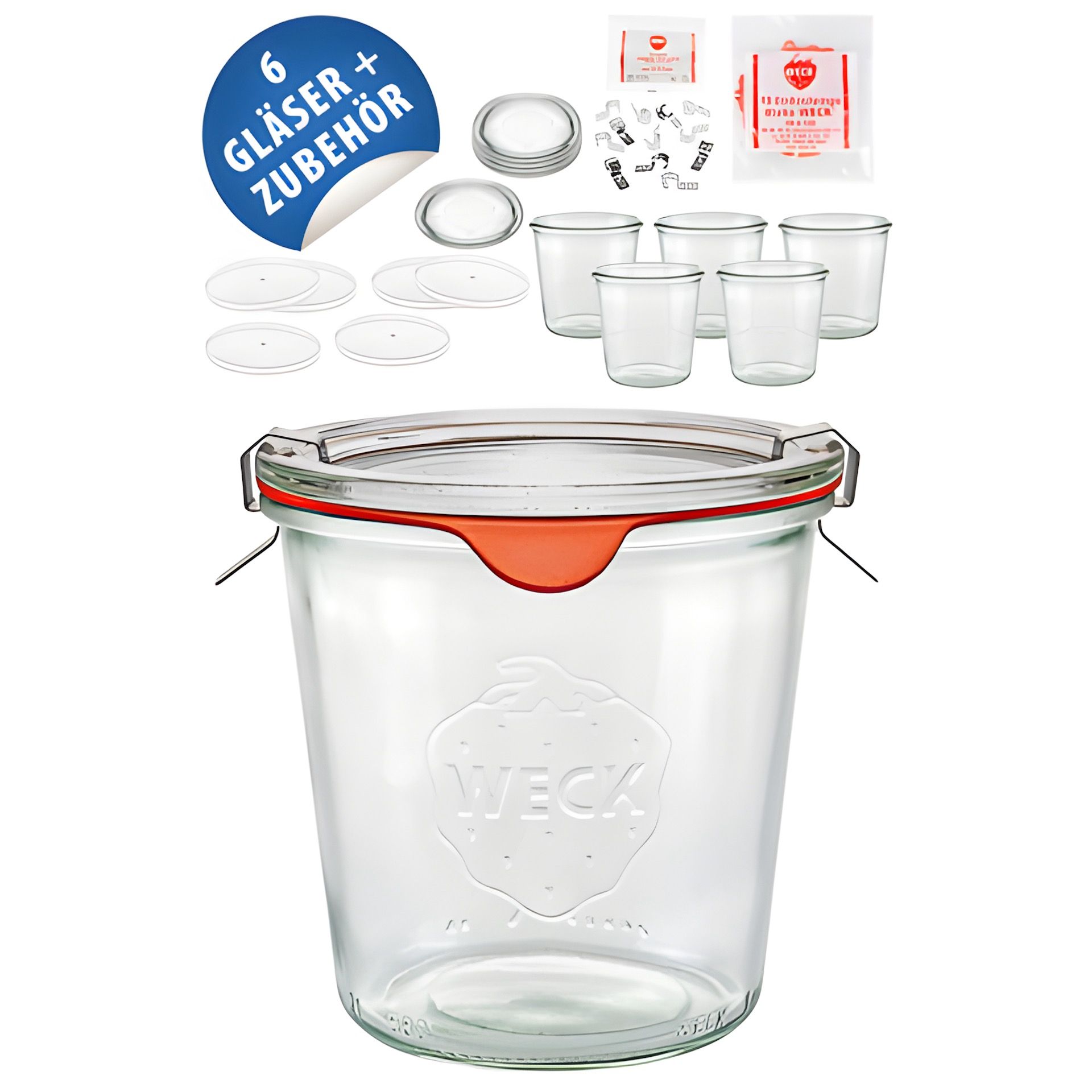 WECK-Sturzglas 580 ml mit Klarsichtdeckel, 6er Set | Gläser & Flaschen